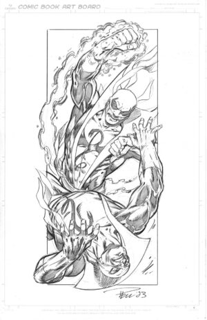 Sketch Pin-Up, Iron Fist vs. Steel Serpent – Paul Pelletier