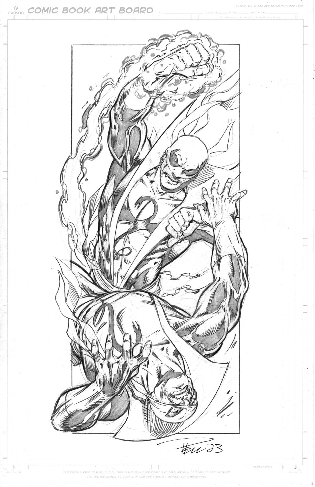 Sketch Pin-Up, Iron Fist vs. Steel Serpent – Paul Pelletier