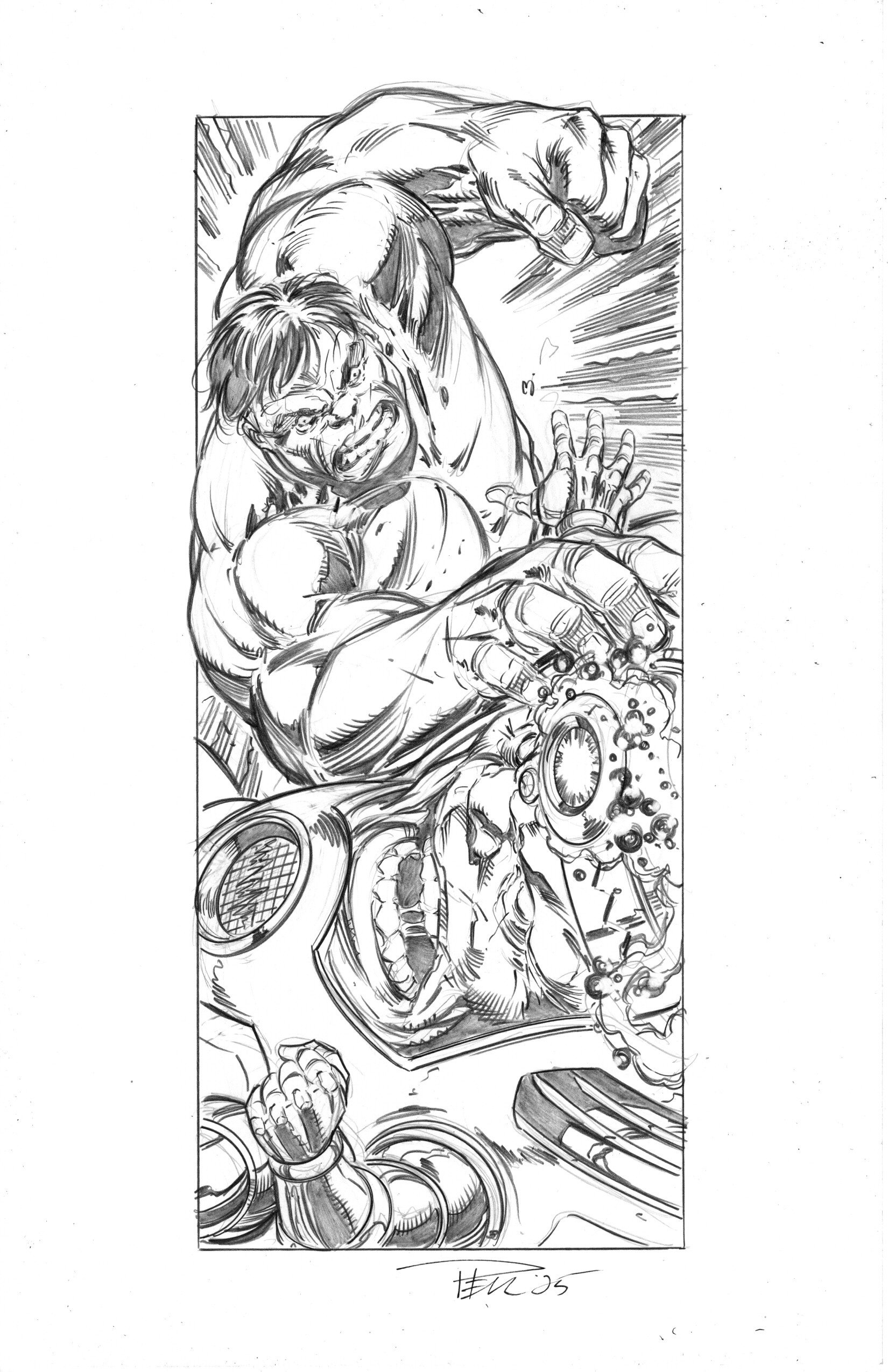 Sketch Pin-Up, Hulk vs. Modok – Paul Pelletier